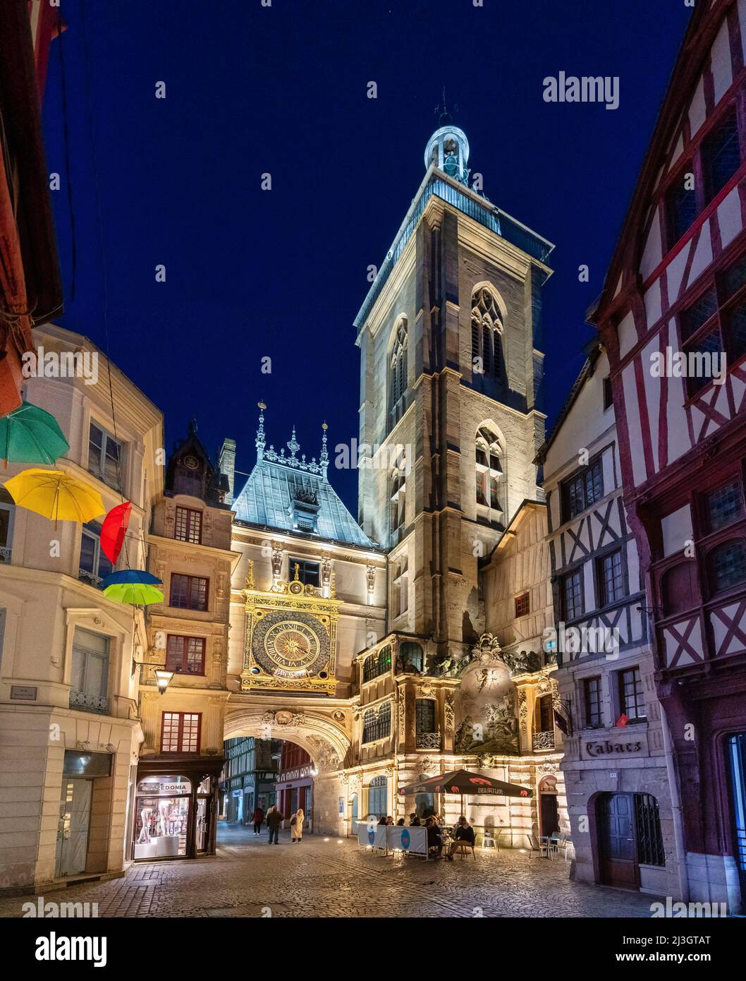 France, Seine Maritime, Rouen, Gros Horloge street, historic 14th ...