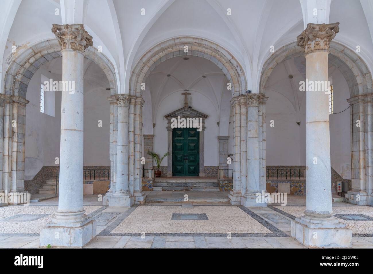 White portico in Portuguese town Beja Stock Photo - Alamy