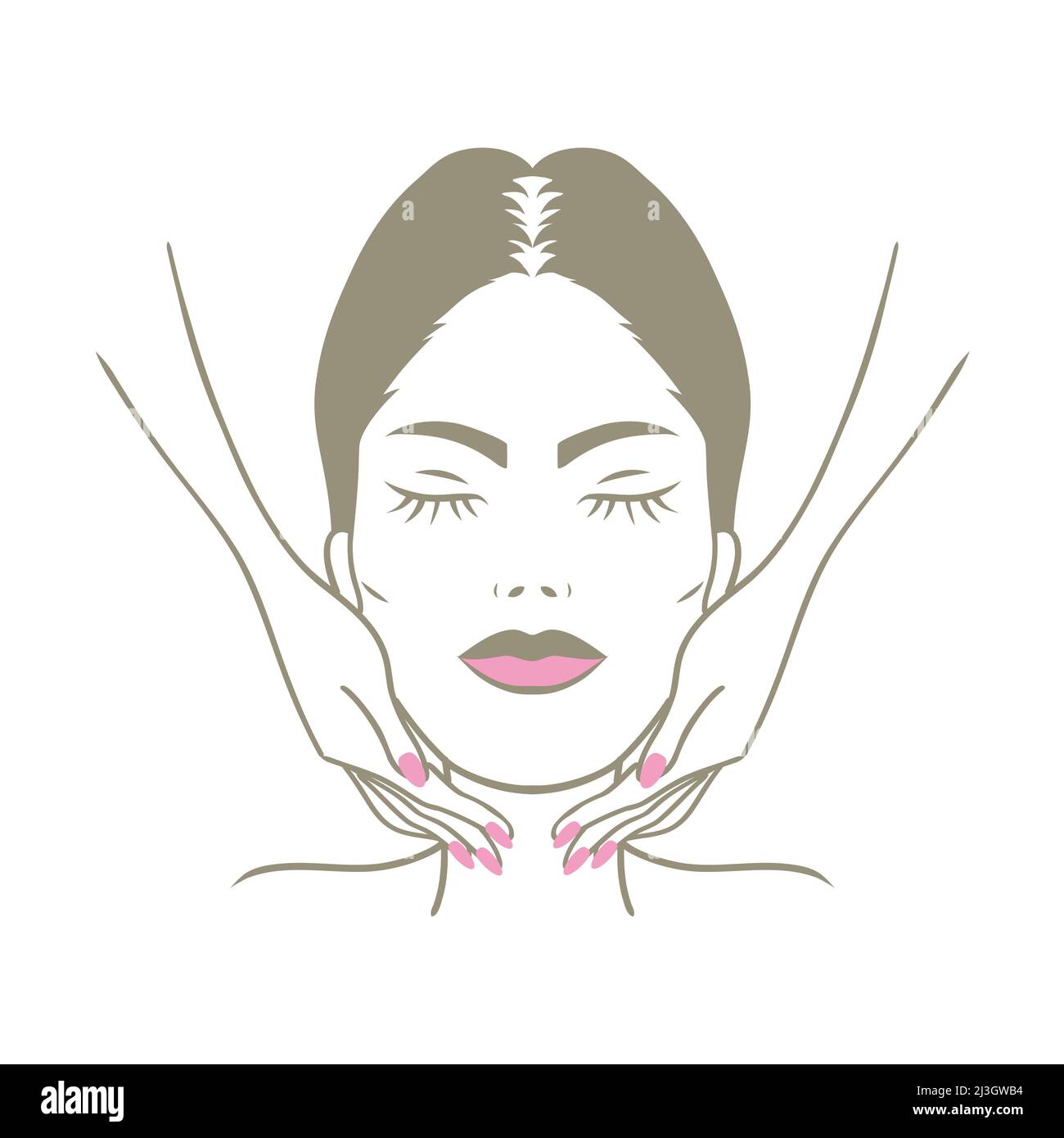 Woman having a face massage illustration Stock Photo - Alamy