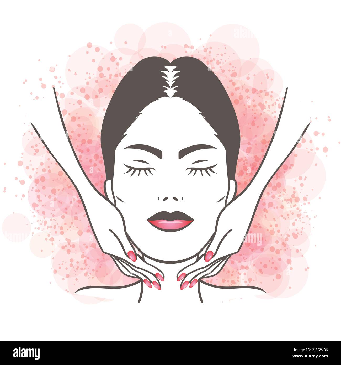 Woman having a face massage illustration Stock Photo - Alamy