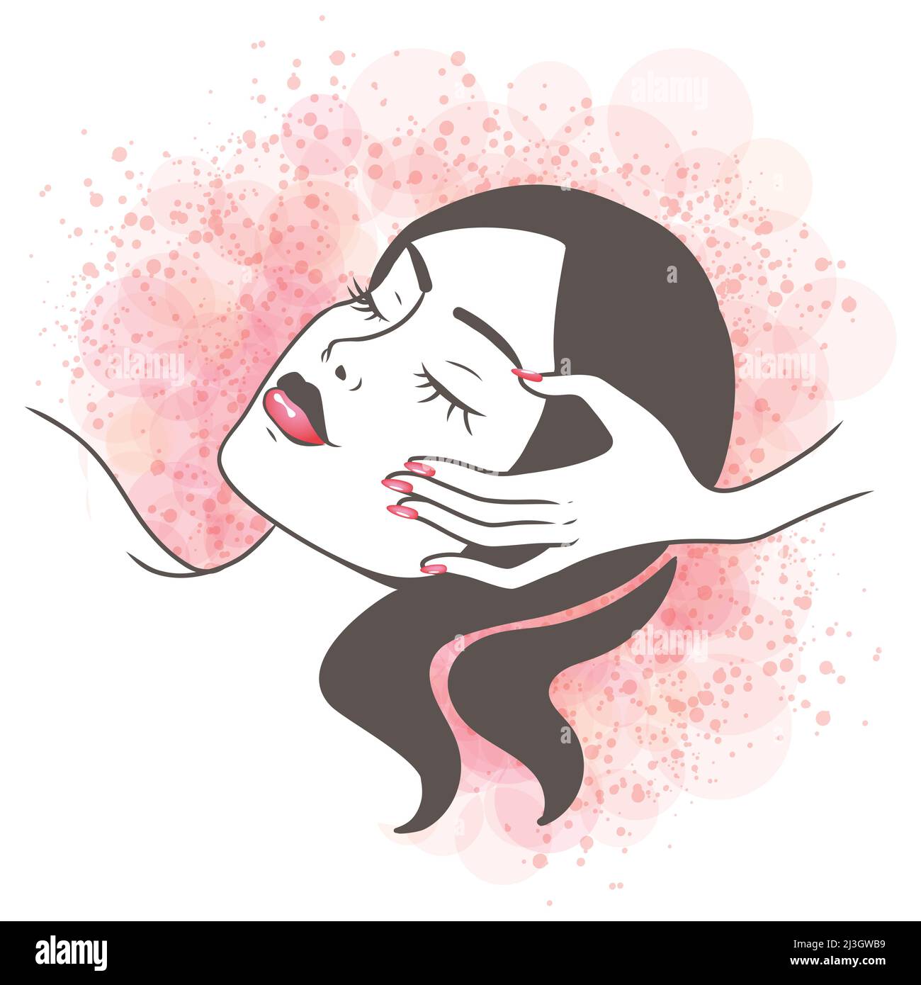 Woman having a face massage illustration Stock Photo - Alamy