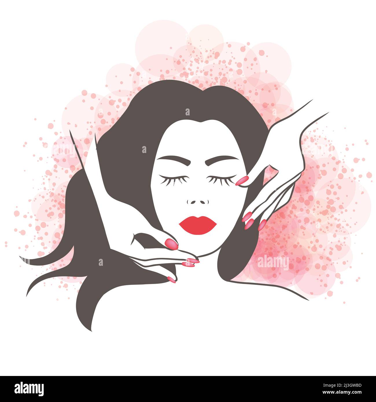 Woman having a face massage illustration Stock Photo - Alamy
