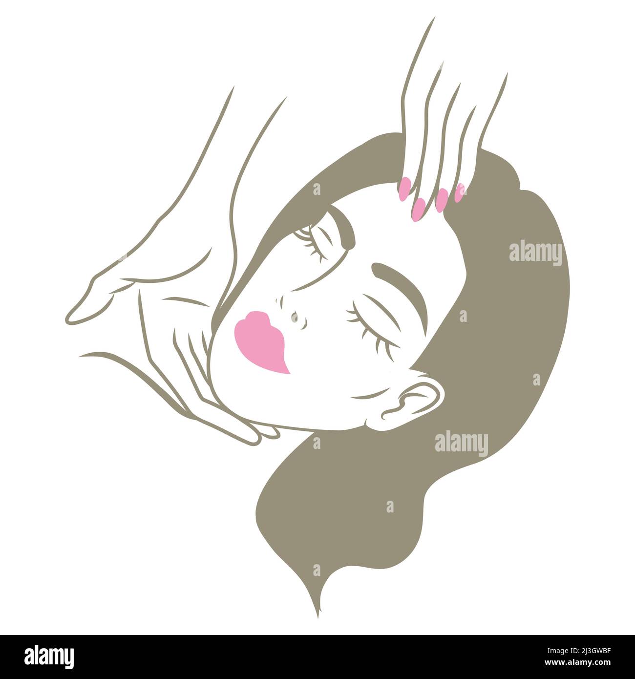 Woman having a face massage illustration Stock Photo - Alamy