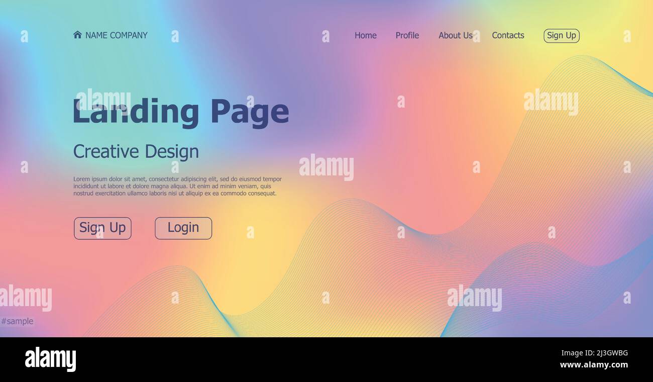 Gradient colorful web template landing page digital website landing ...