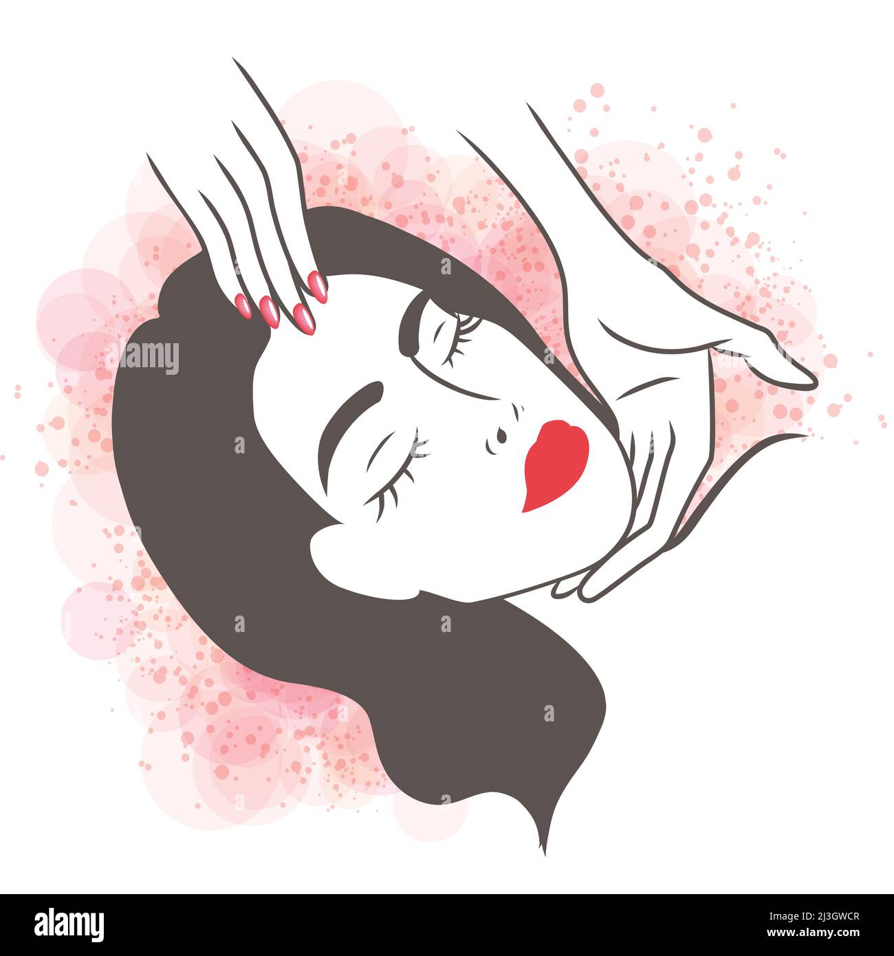 Woman having a face massage illustration Stock Photo - Alamy