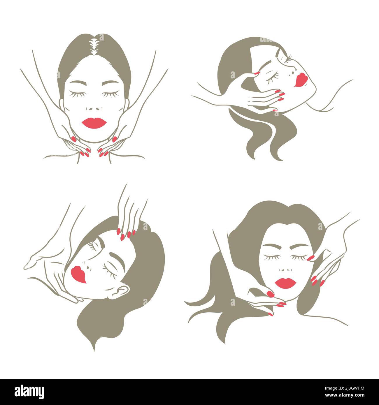Woman having a face massage illustration Stock Photo - Alamy