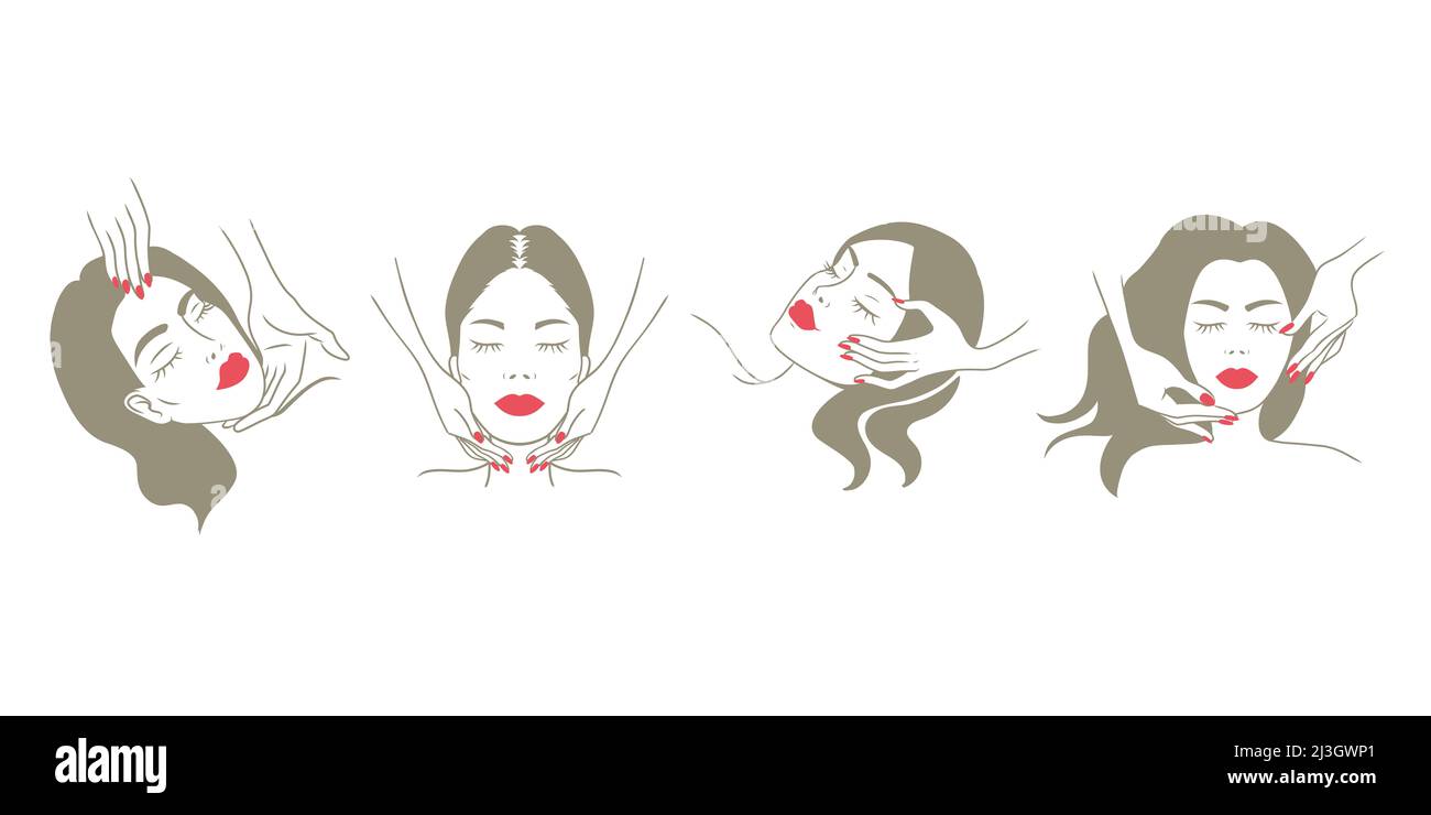 Woman having a face massage illustration Stock Photo - Alamy