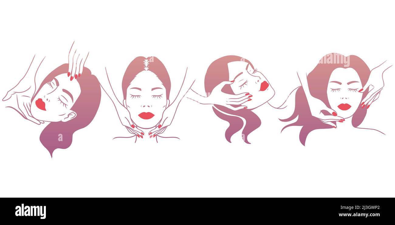 Woman having a face massage illustration Stock Photo - Alamy