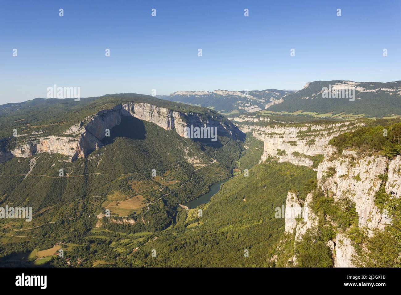 France, Isere, Vercors Regional Nature Park, panorama of the Bourne ...
