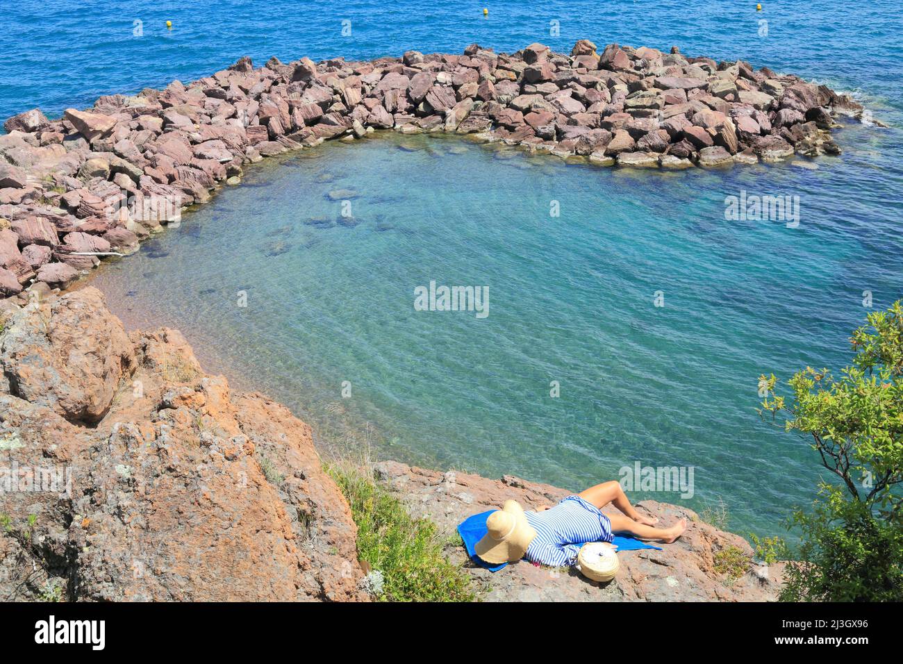 France, Alpes Maritimes, Mandelieu la Napoule, La Rague beach with ...