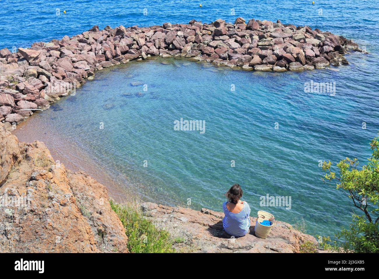 France, Alpes Maritimes, Mandelieu la Napoule, La Rague beach with ...