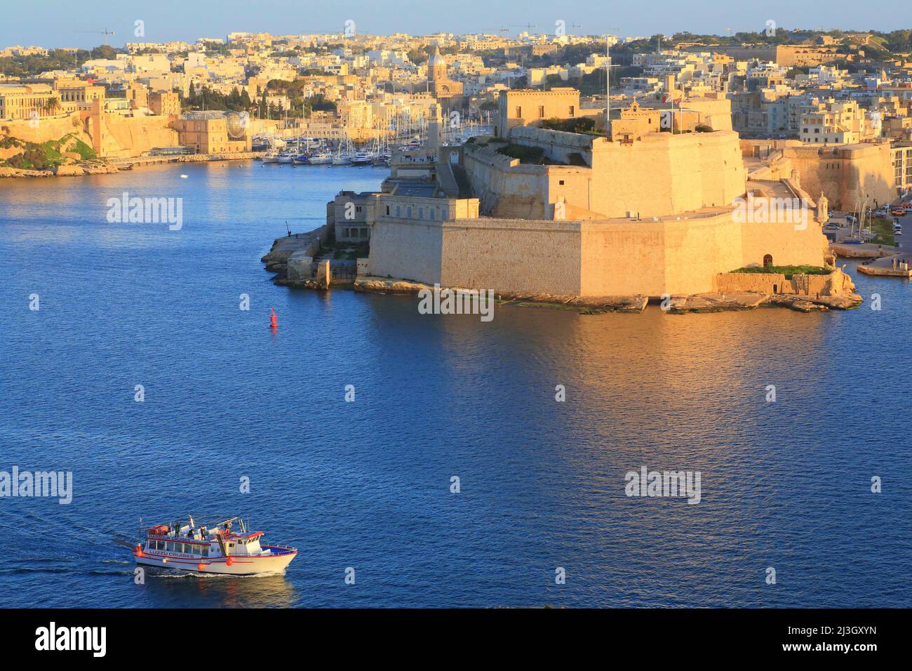 Malta, Il-Birgu, view from Valletta on Fort Saint-Ange (13th century ...