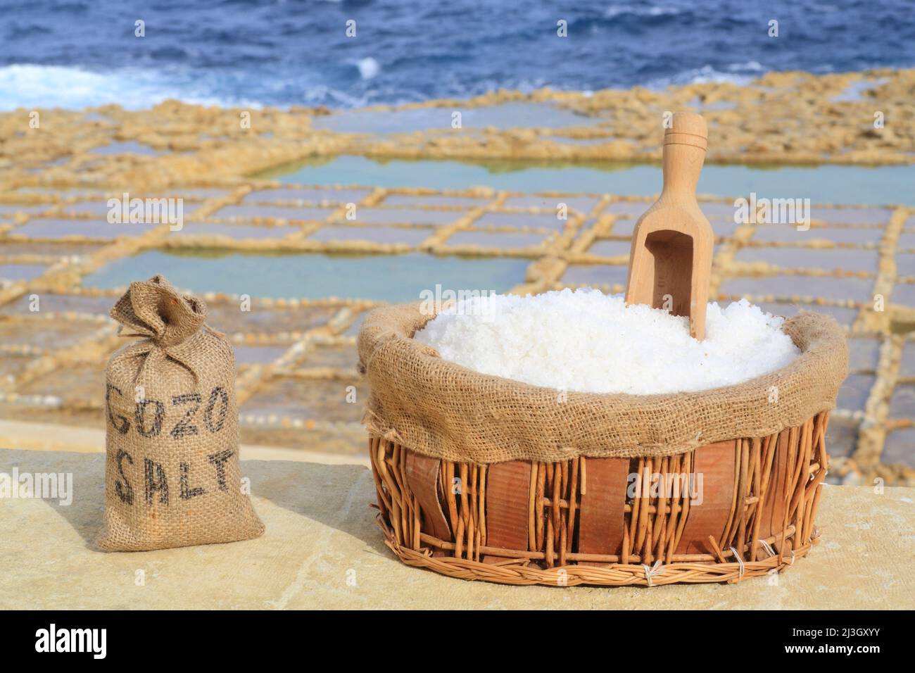 Malta, Gozo Island, Xwejni, Salt Pans, limestone-cut salt pans ...