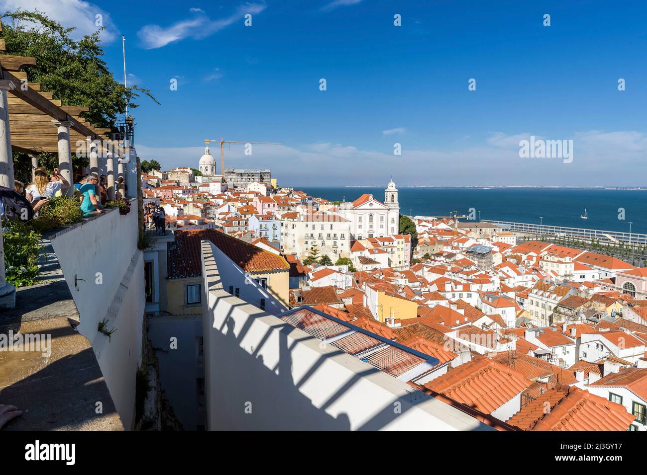 Portugal, Lisbon, Alfama district, Miradouro de Santa Luzia, view over ...
