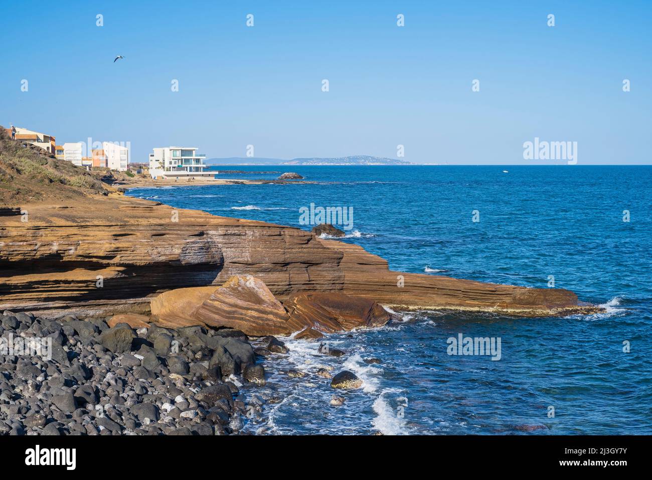 France, Herault, Le Cap d'Agde, volcanic cliffs Stock Photo - Alamy