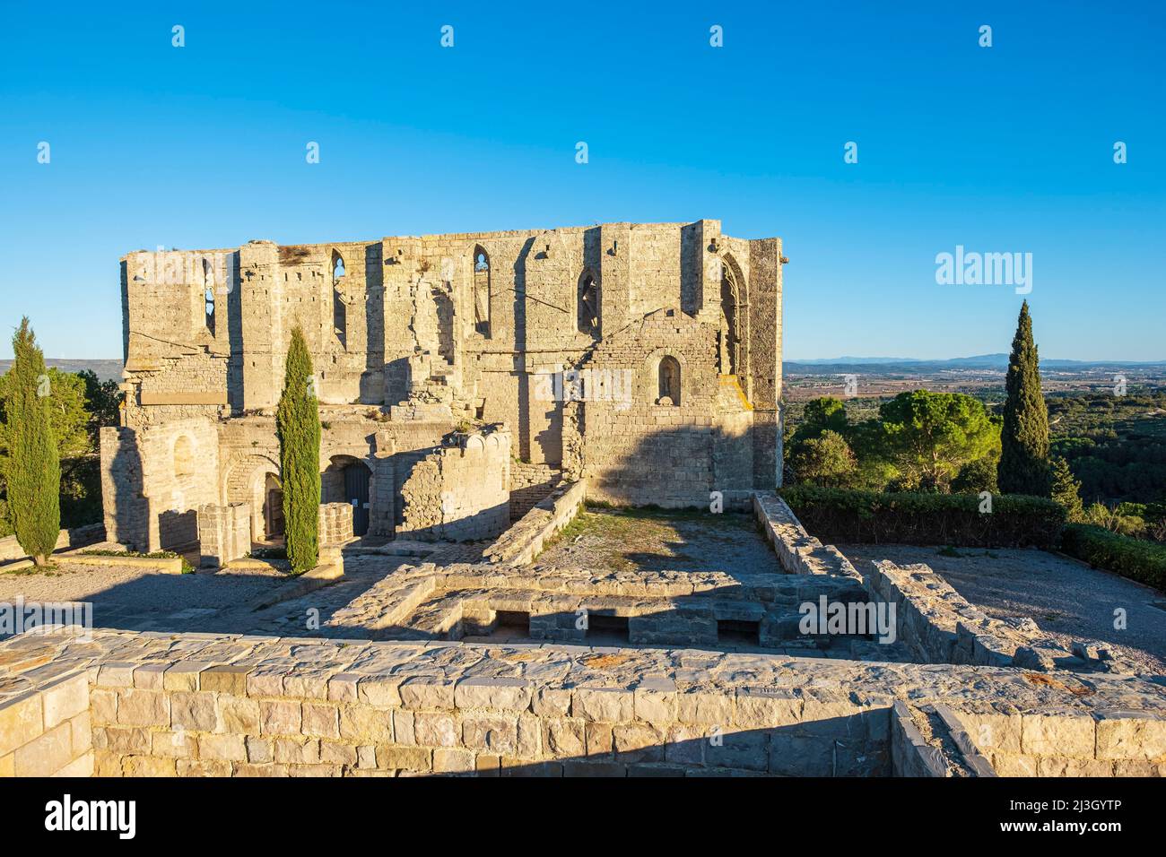 France, Herault, Gigean, Saint-Felix de Montceau abbey founded in the ...