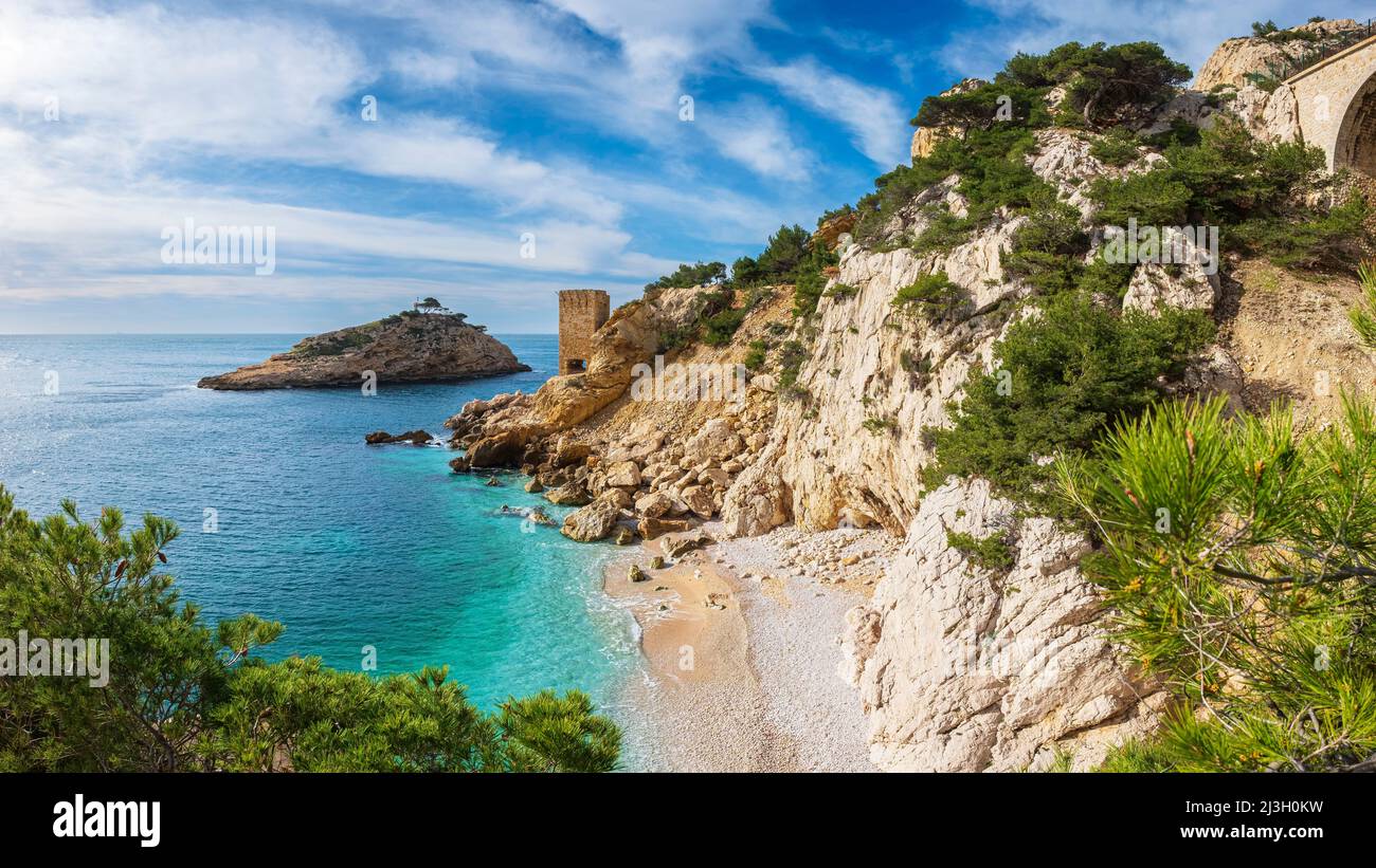 France, Bouches du Rhone, Blue Coast, Le Rove, customs path between ...