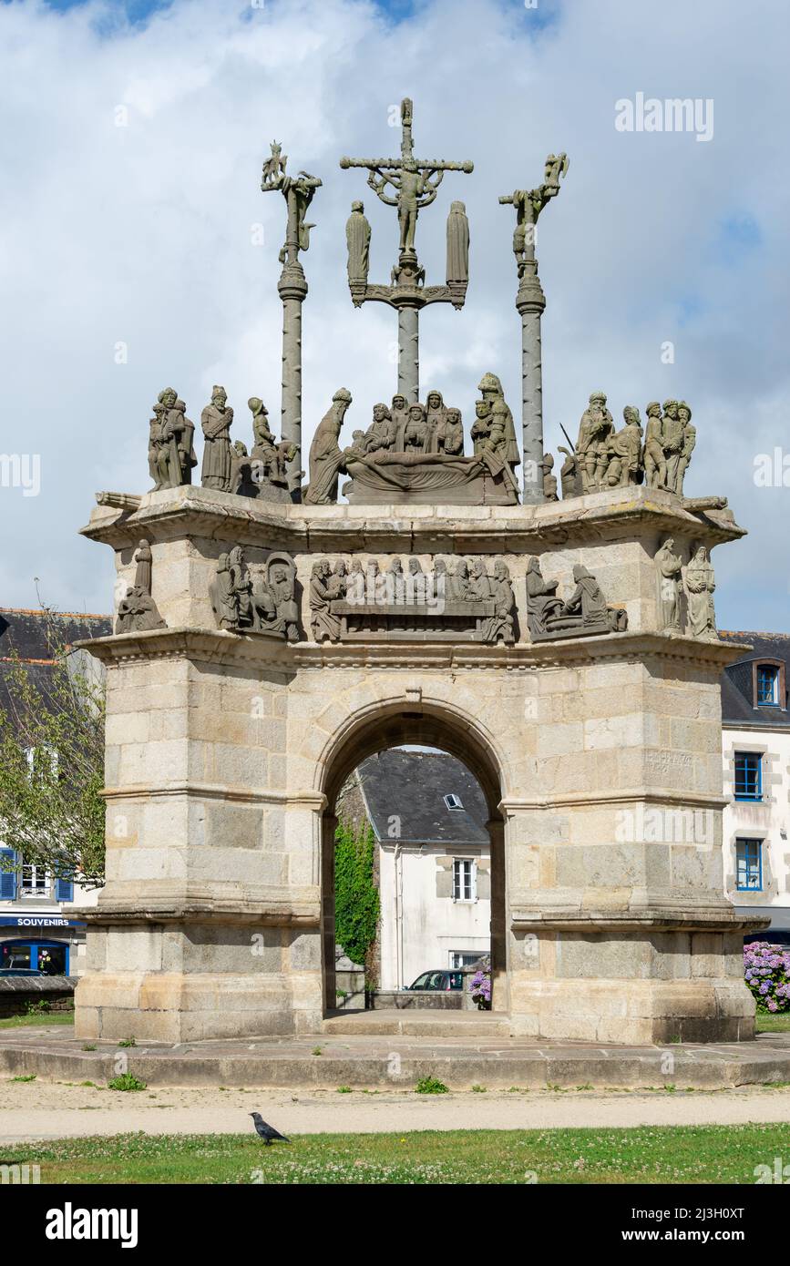 Calvary of the church of Pleyben in Finistère, Brittany France Stock ...
