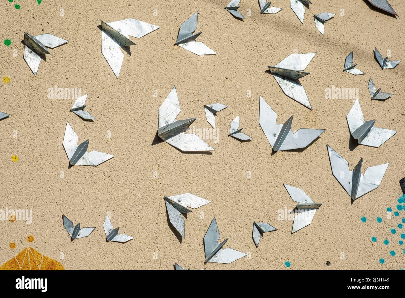 France, Herault, Sete, Quartier Haut, fresco Vol d'Origami by the ...