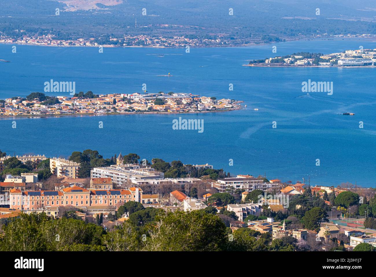 France, Herault, Sete, panorama from Mont Saint-Clair, view over Pointe ...