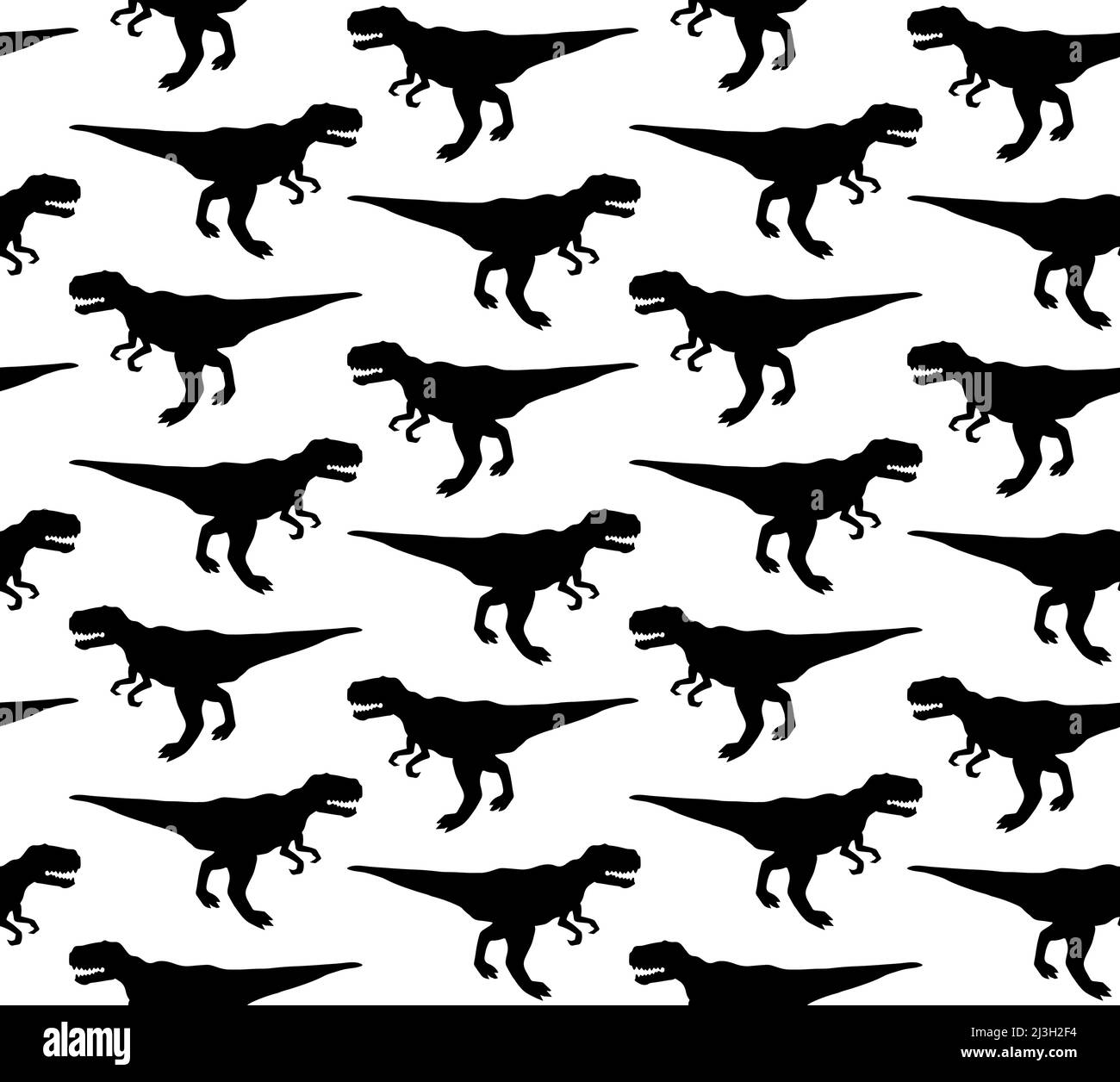 Vector seamless pattern of black tyrannosaur rex dinosaur silhouette ...