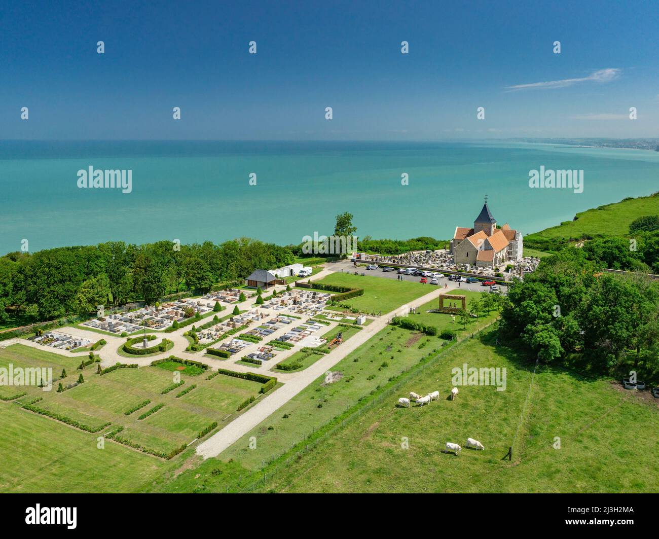 France, Seine Maritime, Varengeville sur Mer, The Saint-Valery church ...
