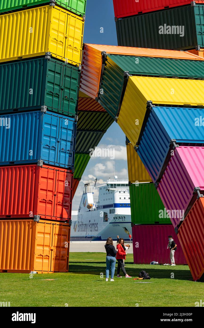 France, Seine Maritime, Le Havre, Catène de Containers, sculpture by ...