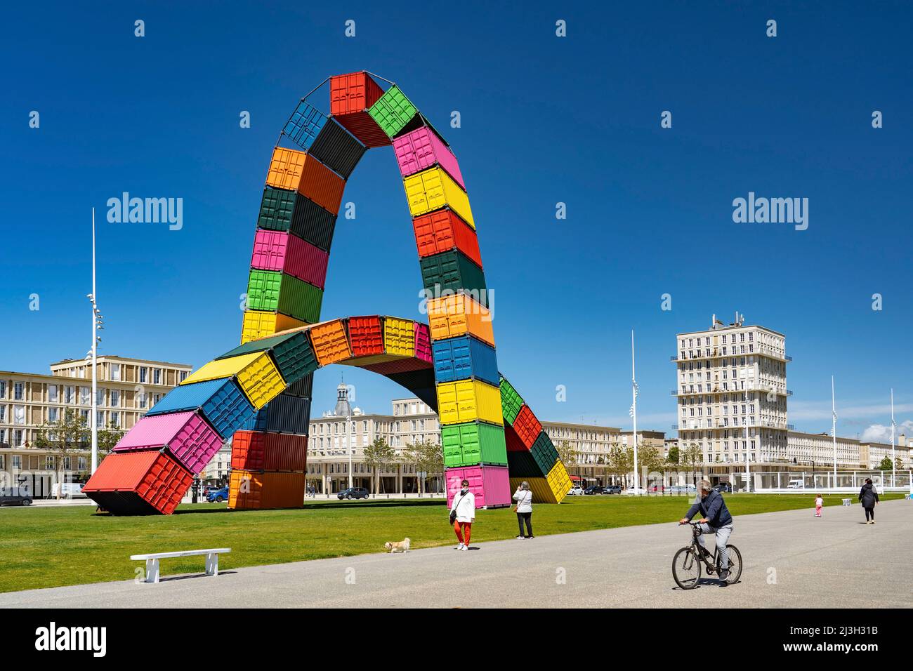 France, Seine Maritime, Le Havre, Catène de Containers, sculpture by ...