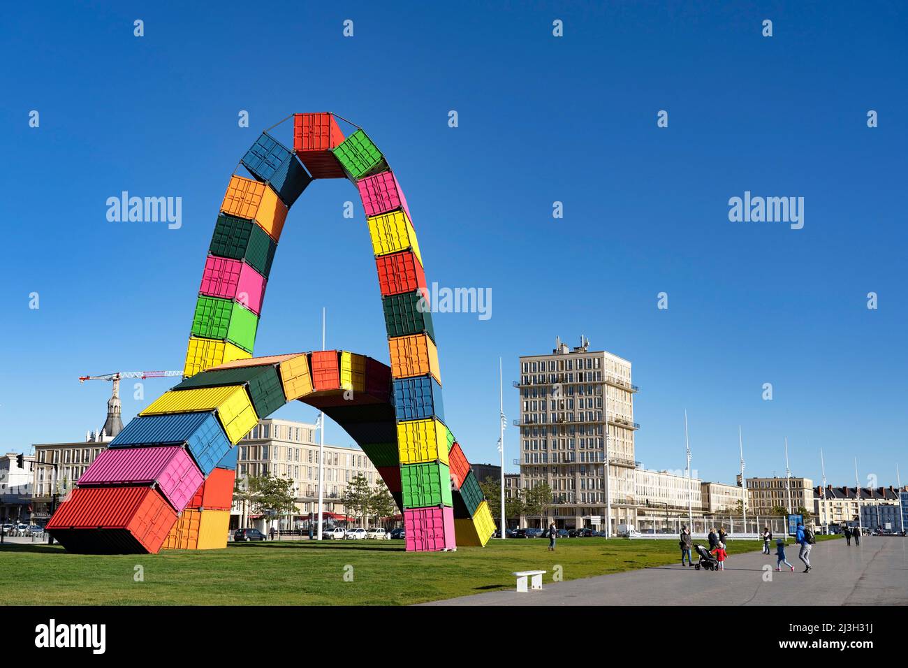 France, Seine Maritime, Le Havre, Catène de Containers, sculpture by ...