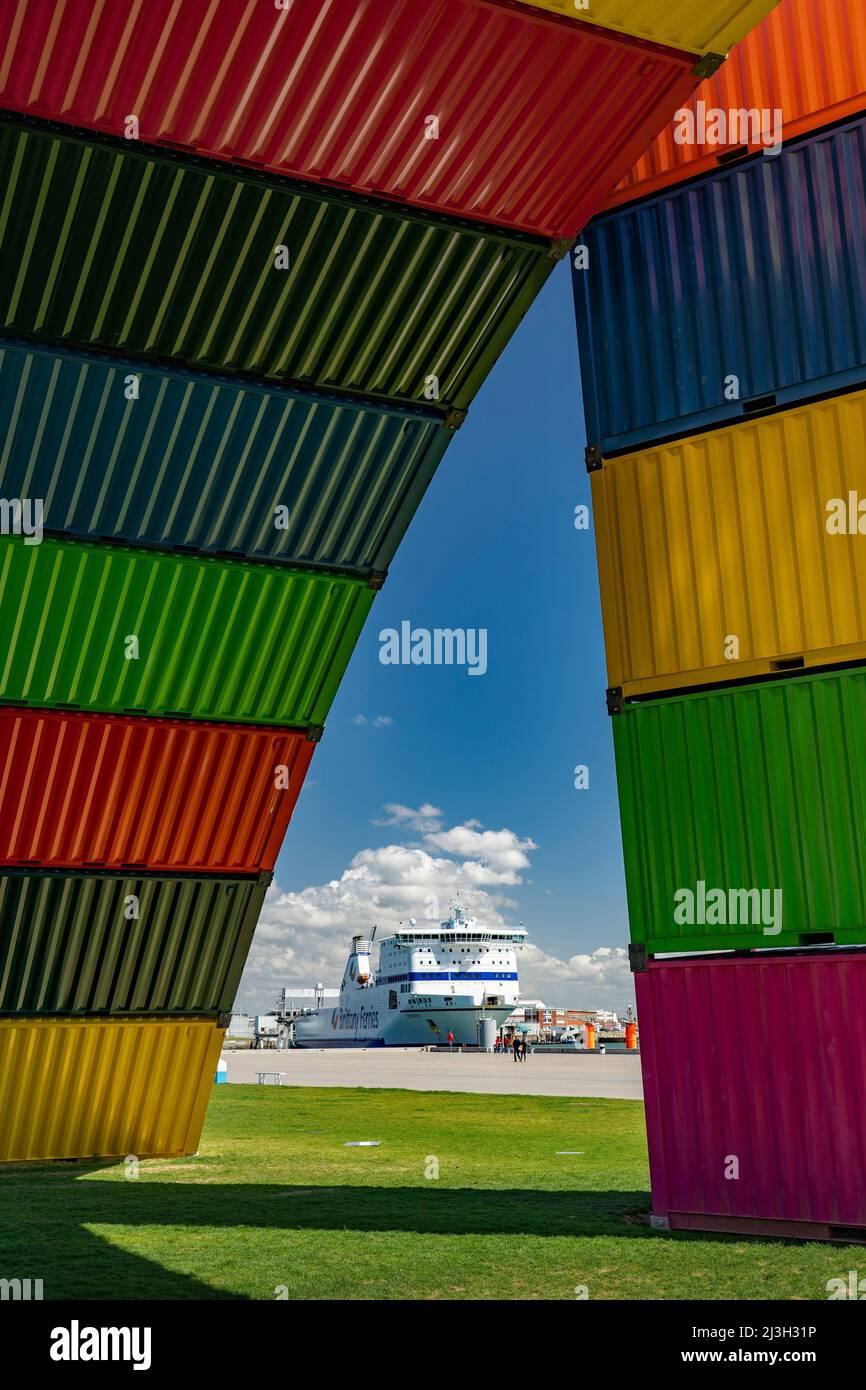 France, Seine Maritime, Le Havre, Catène de Containers, sculpture by ...