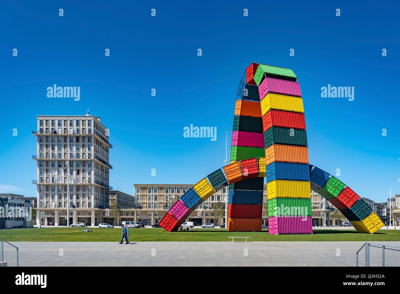 France, Seine Maritime, Le Havre, Catène de Containers, sculpture by ...