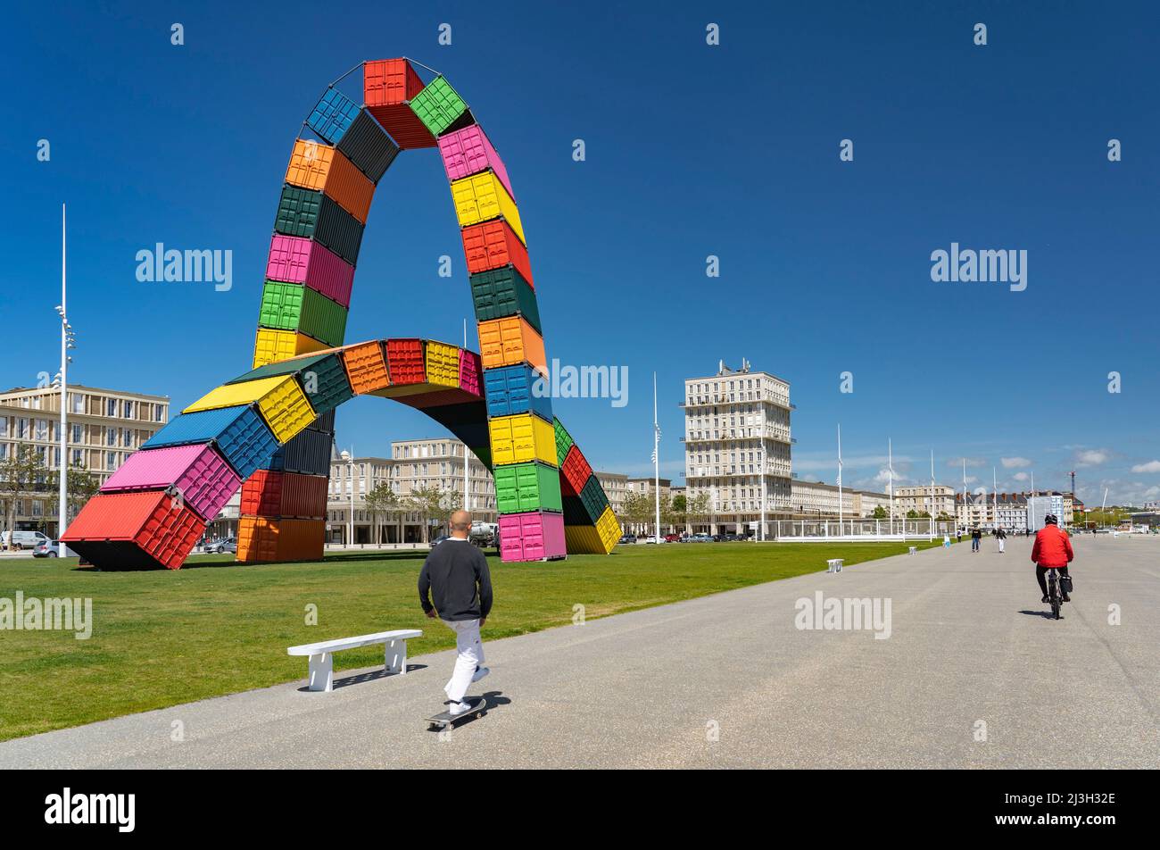 France, Seine Maritime, Le Havre, Catène de Containers, sculpture by ...