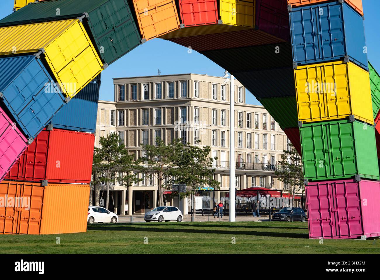 France, Seine Maritime, Le Havre, Catène de Containers, sculpture by ...