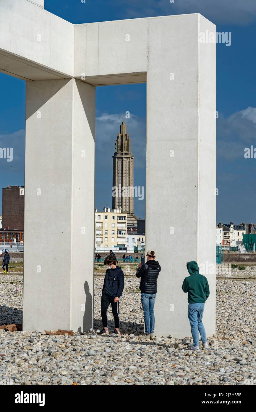 France, Seine Maritime, Le Havre, the beach, UP#3, work by artists ...