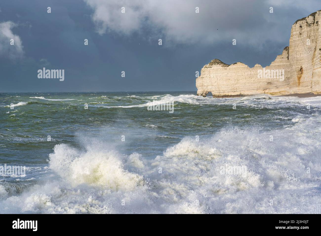 France, Seine Maritime, Cote d'albatre, Etretat, Franklin storm, The ...