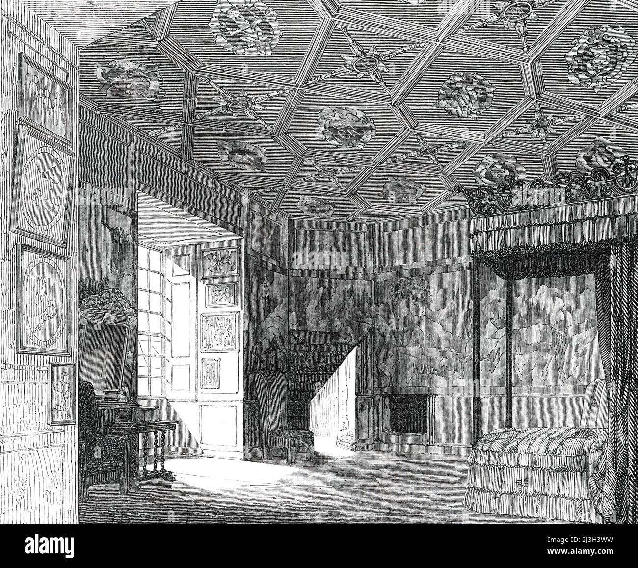 Mary Queen of Scots' Room at Holyrood, 1850. Interior of the royal ...
