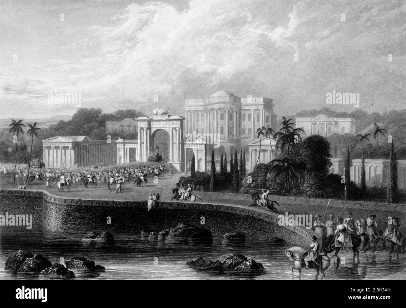 'The British Residency at Hyderabad', 1835. Administrative headquarters ...