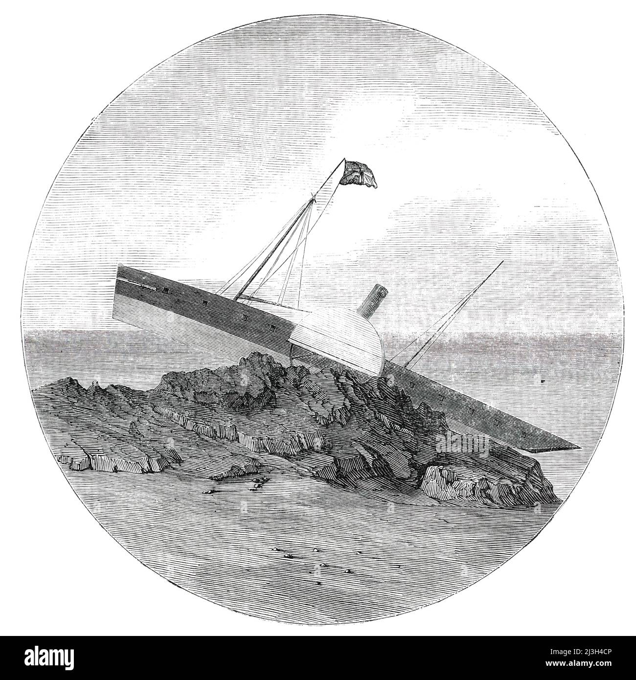 Wreck of the "Superb", as Seen through a Telescope, from Jersey, 1850 ...