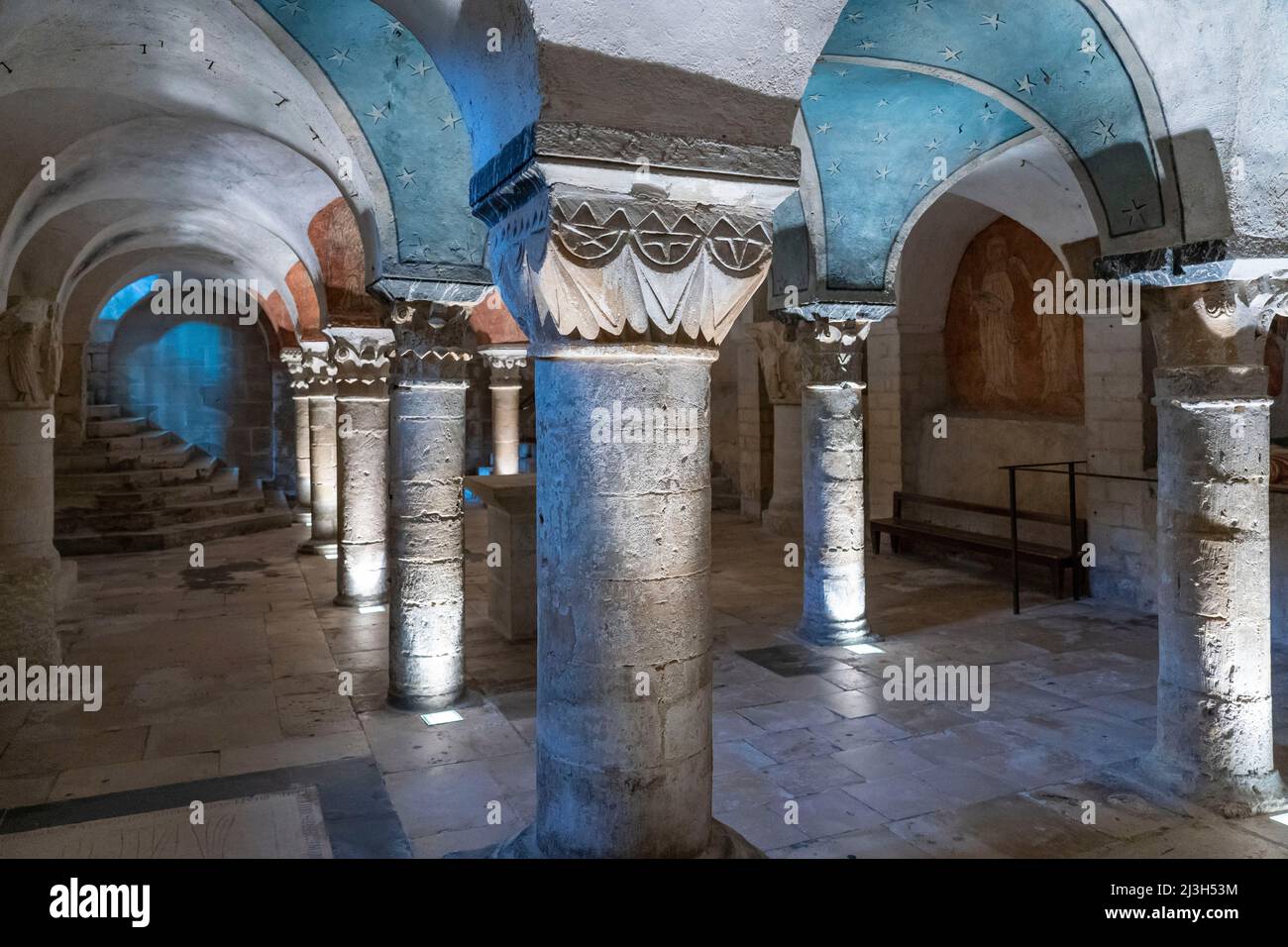 France, Calvados, Bayeux, Notre Dame de Bayeux cathedral, the crypt ...