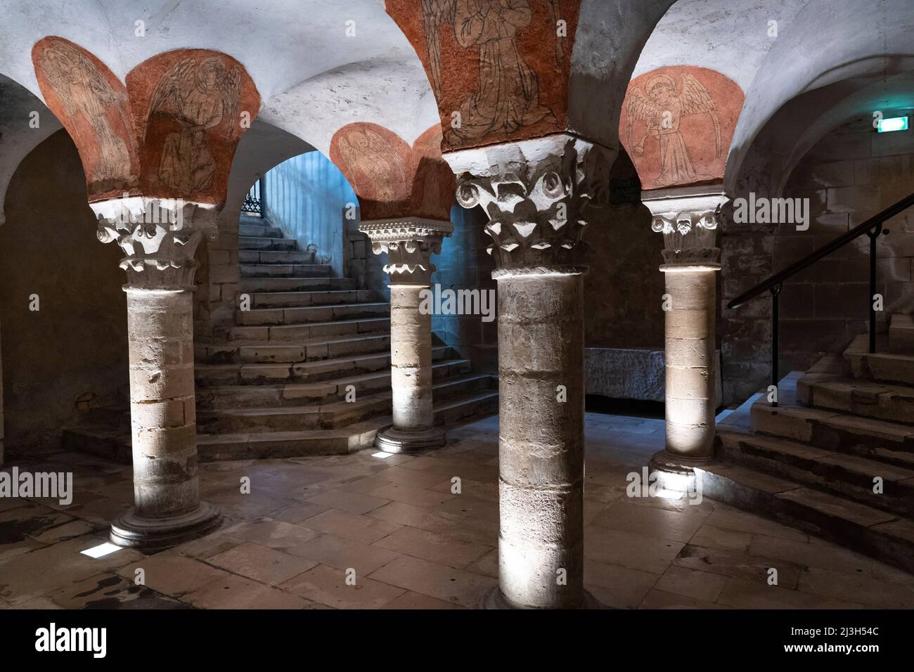 France, Calvados, Bayeux, Notre Dame de Bayeux cathedral, the crypt ...