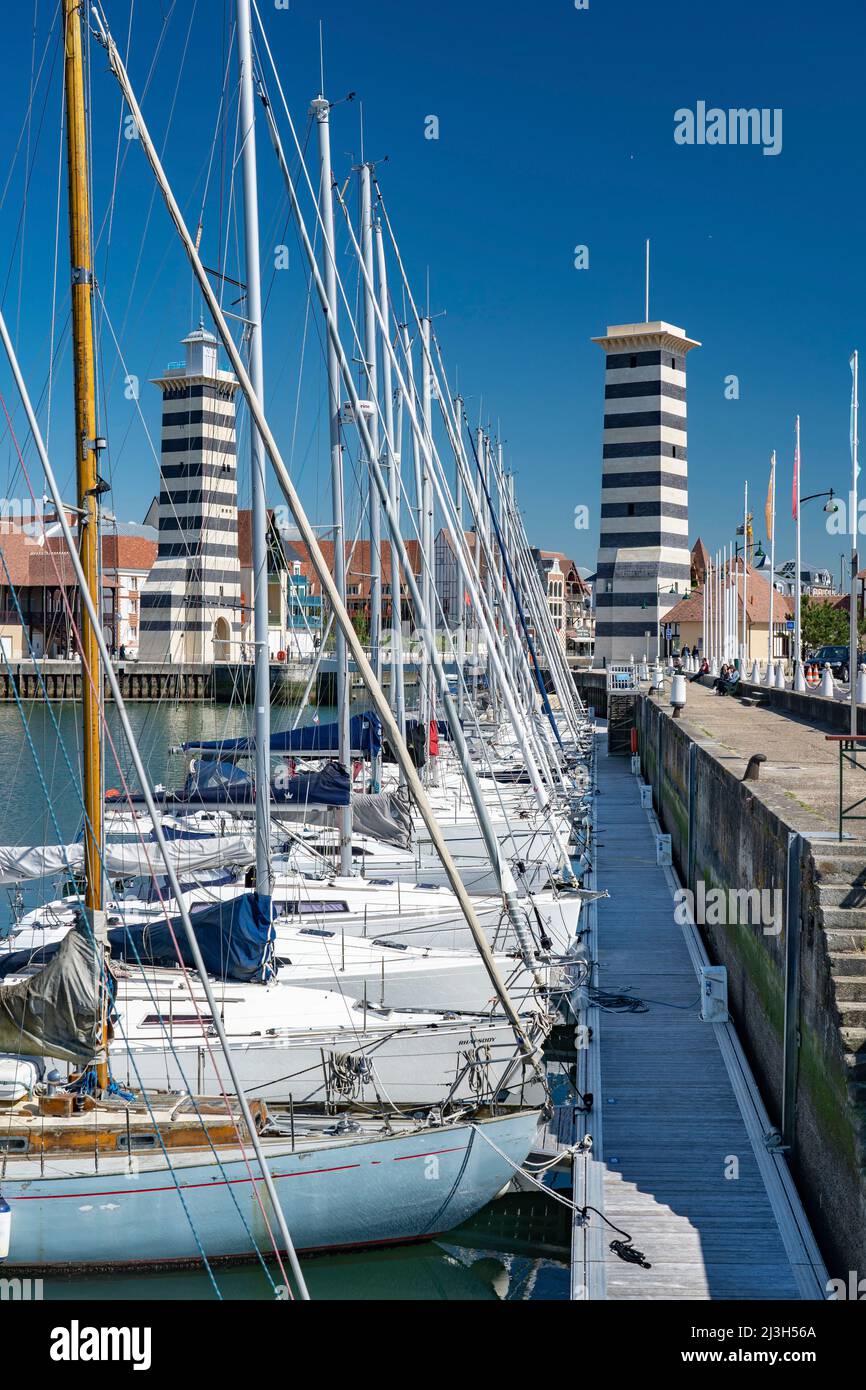 France, Normandie, Calvados, Cote Fleurie, Deauville, Belvederes of the ...