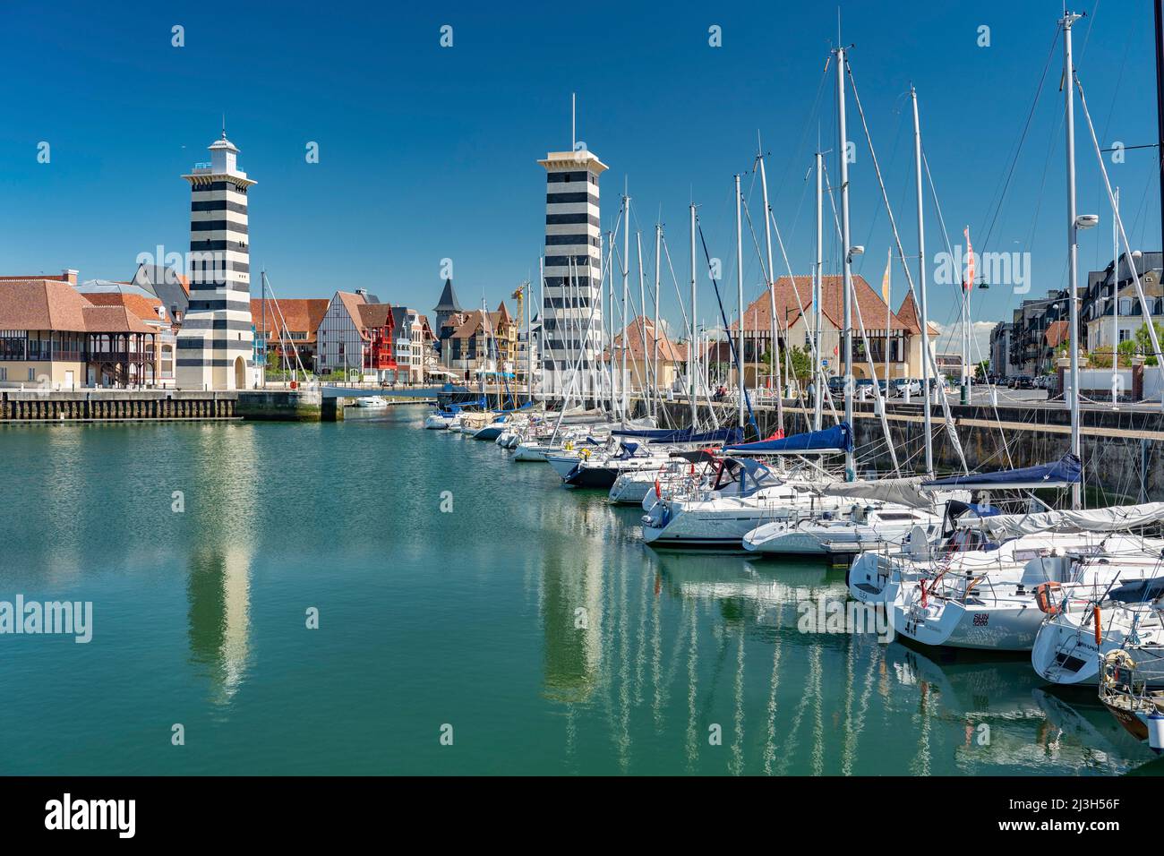 France, Normandie, Calvados, Cote Fleurie, Deauville, Belvederes of the ...