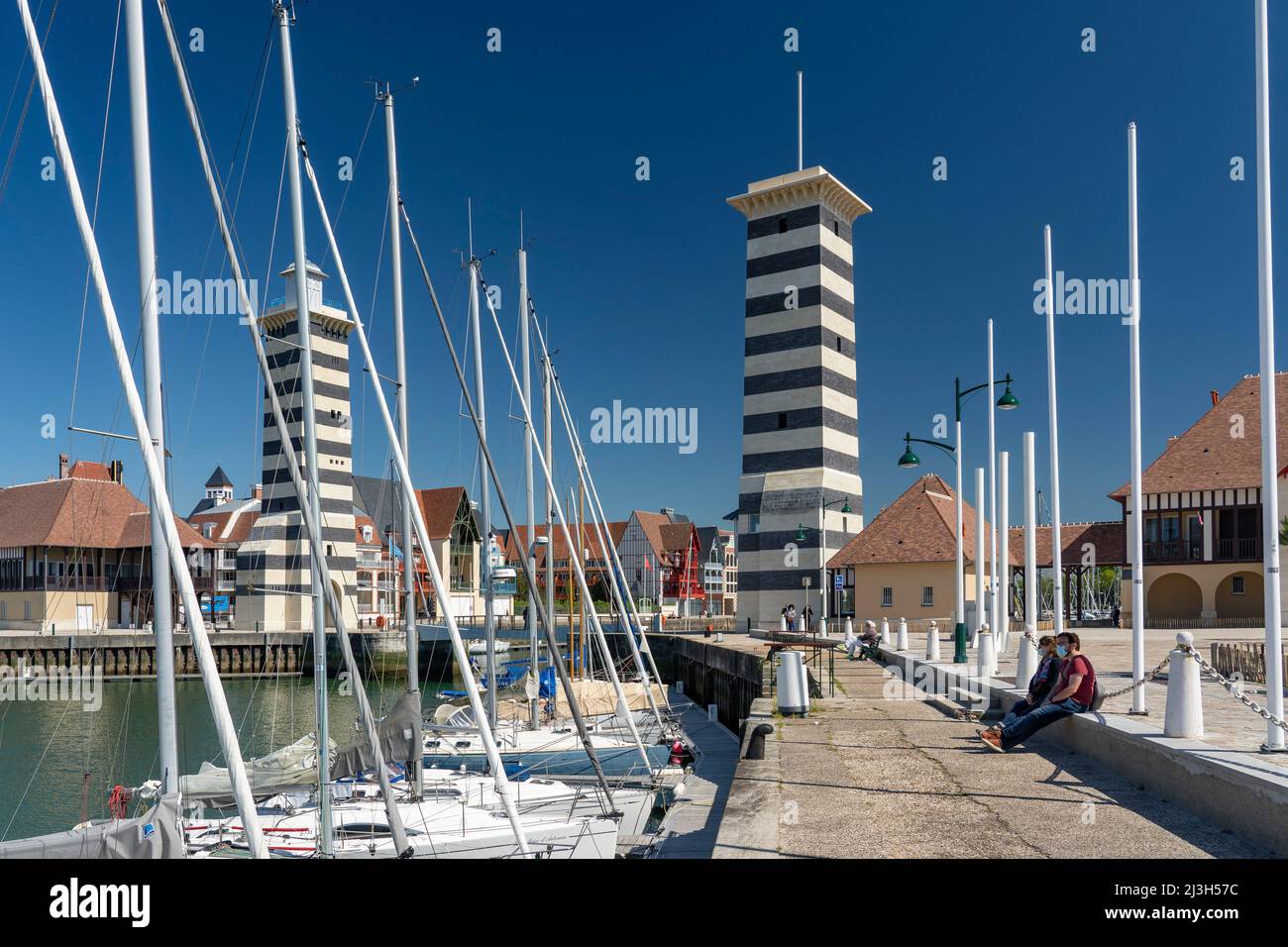 France, Normandie, Calvados, Cote Fleurie, Deauville, Belvederes of the ...