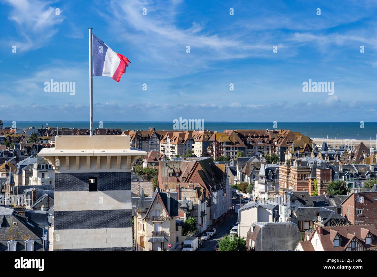 France, Normandie, Calvados, Cote Fleurie, Deauville, Belvederes of the ...
