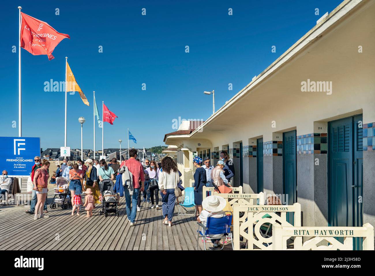 France, Normandie, Calvados, Cote Fleurie, Deauville, the Planches ...