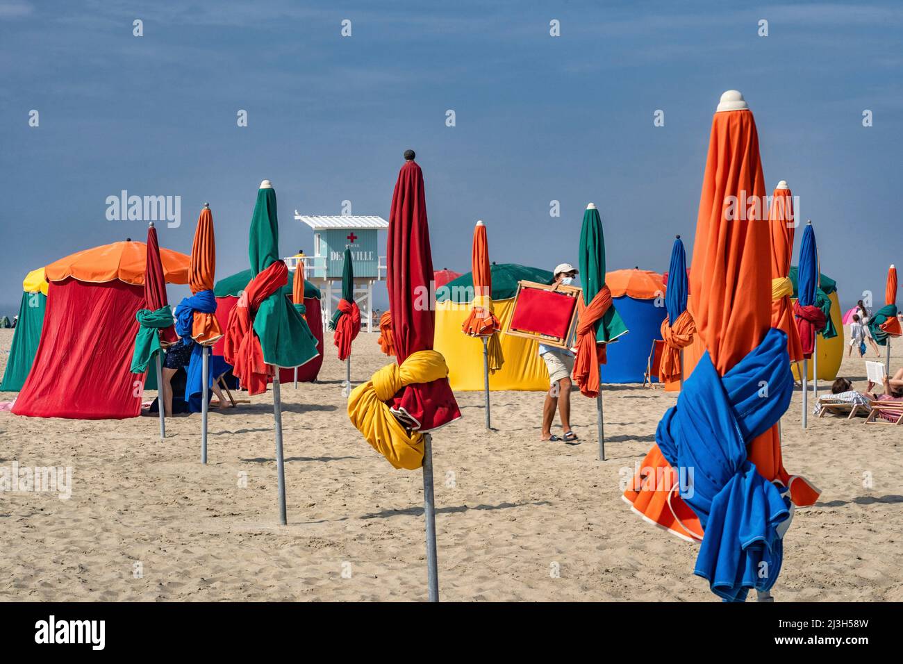 France, Normandie, Calvados, Cote Fleurie, Deauville, the beach Stock ...