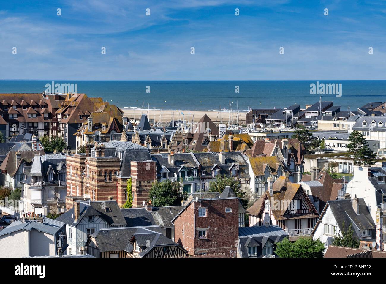 France, Normandie, Calvados, Cote Fleurie, Deauville, Belvederes of the ...