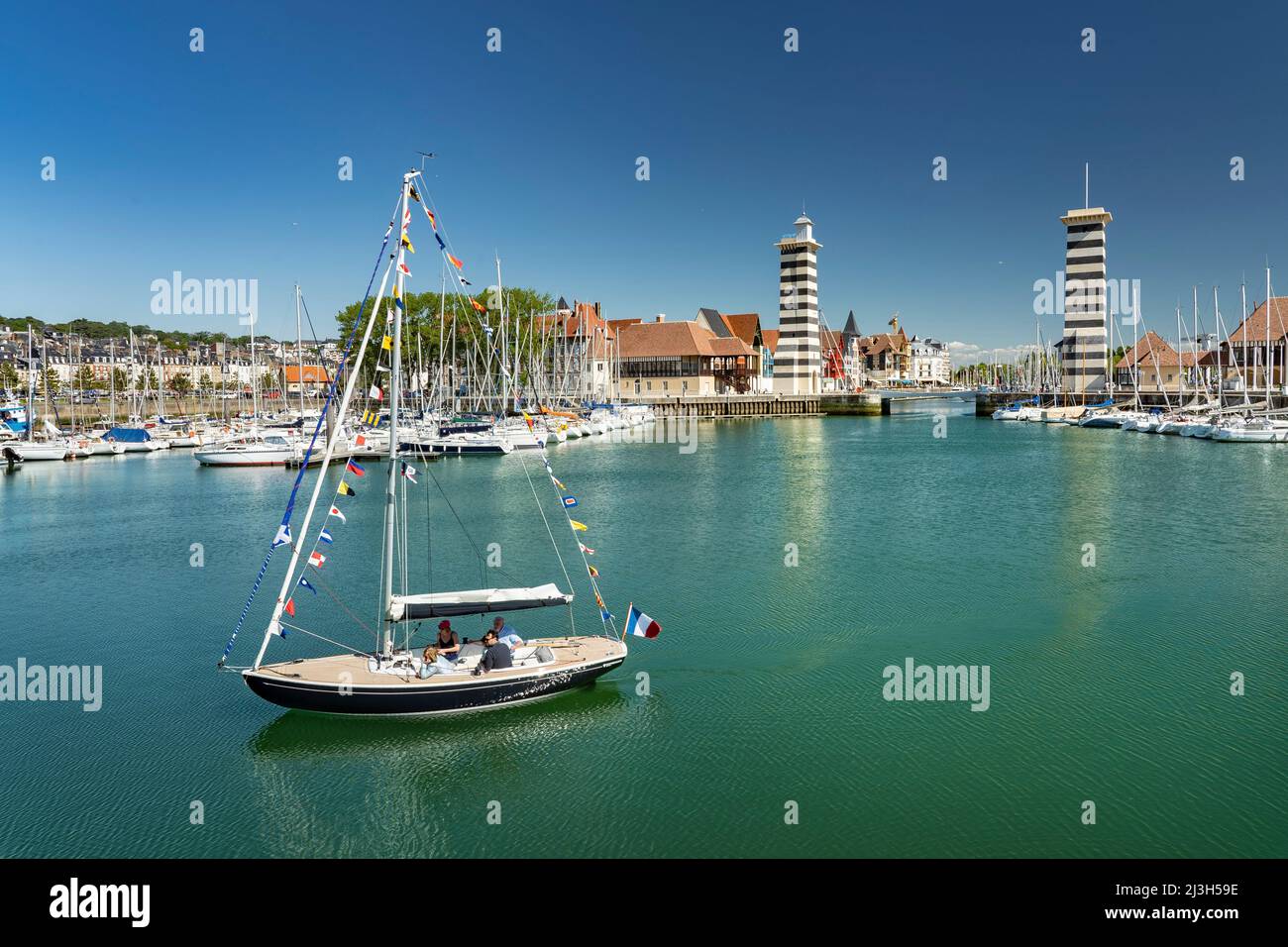 France, Normandie, Calvados, Cote Fleurie, Deauville, Belvederes of the ...