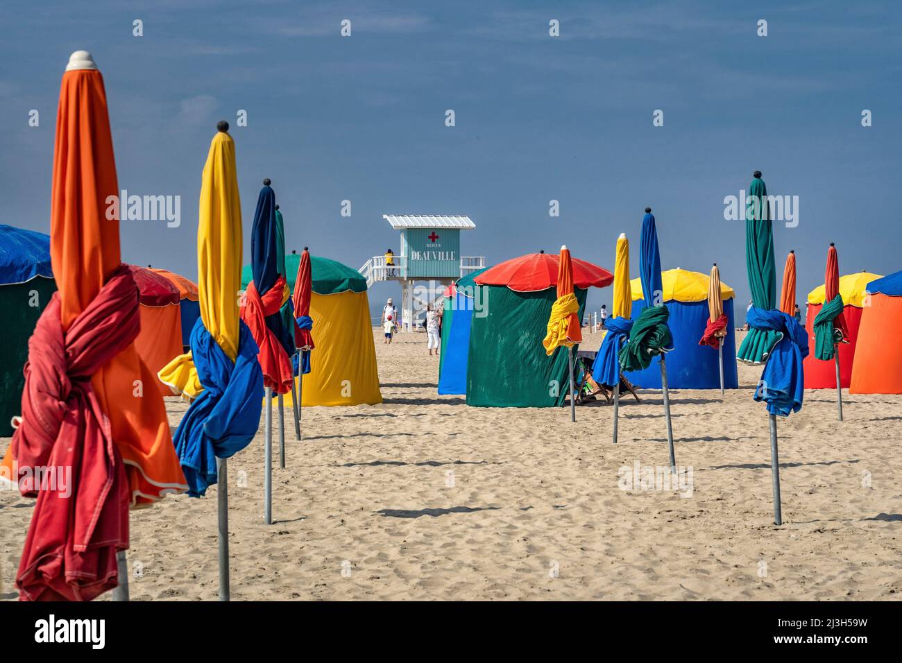 France, Normandie, Calvados, Cote Fleurie, Deauville, the beach Stock ...