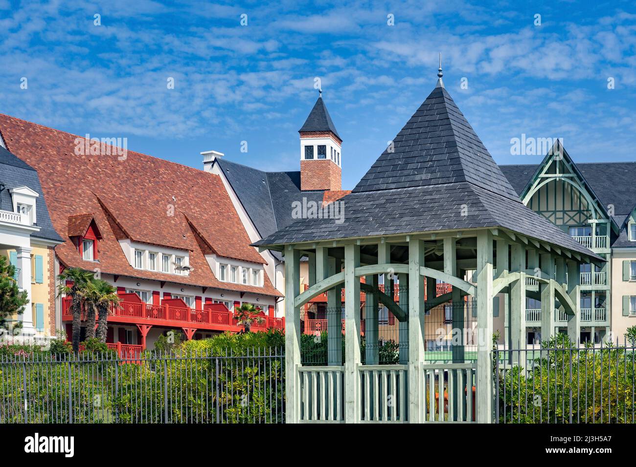 France, Normandie, Calvados, Cote Fleurie, Deauville, Touques peninsula ...